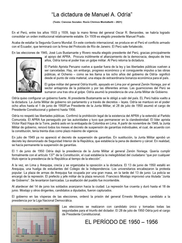 La dictadura de Odría en el Perú (1950-1956) | PDF | Gobierno