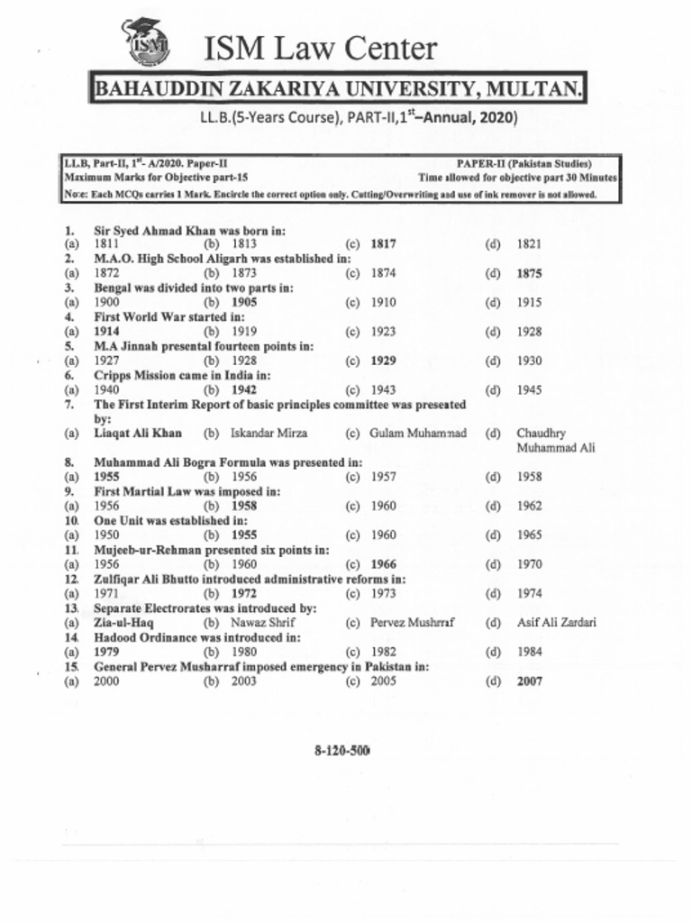Pak Study Past Paper Part 2 | PDF