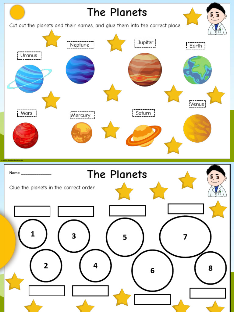 Earth Space Worksheet 2 Planets in Order | PDF