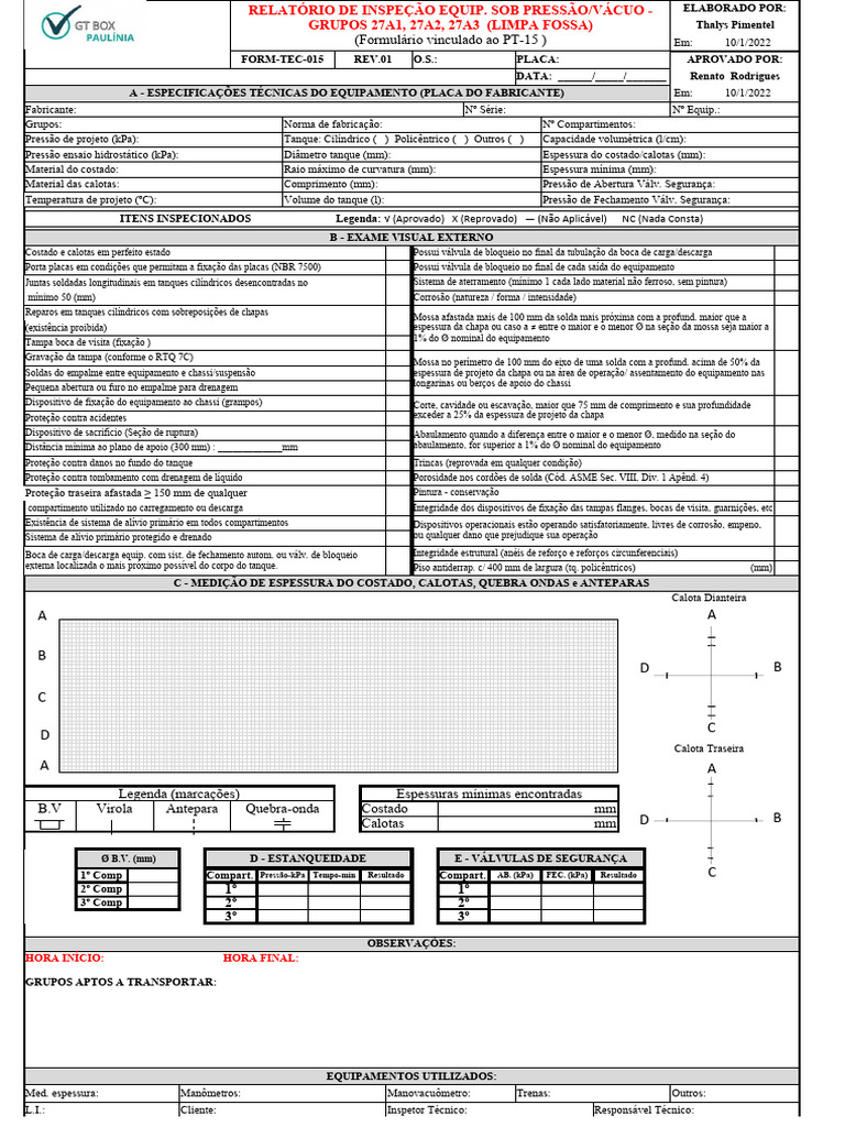 Form-Tec-015 - Rev.01 - Limpa Fossa | PDF