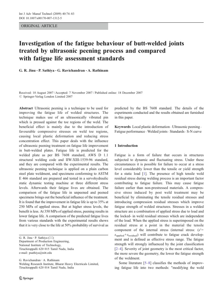 Investigation of The Fatigue Behaviour of Butt-Welded Joints Treated by ...