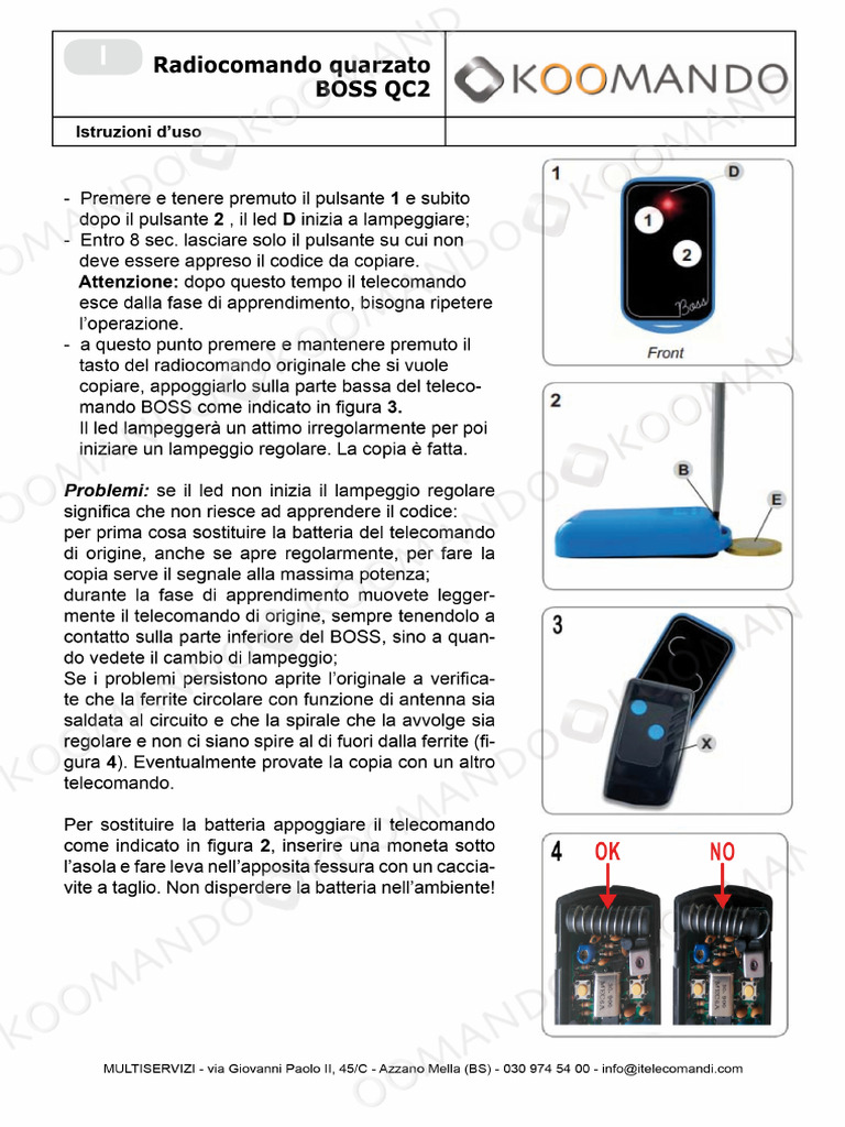 Manuale Boss TELECOMANDO | PDF