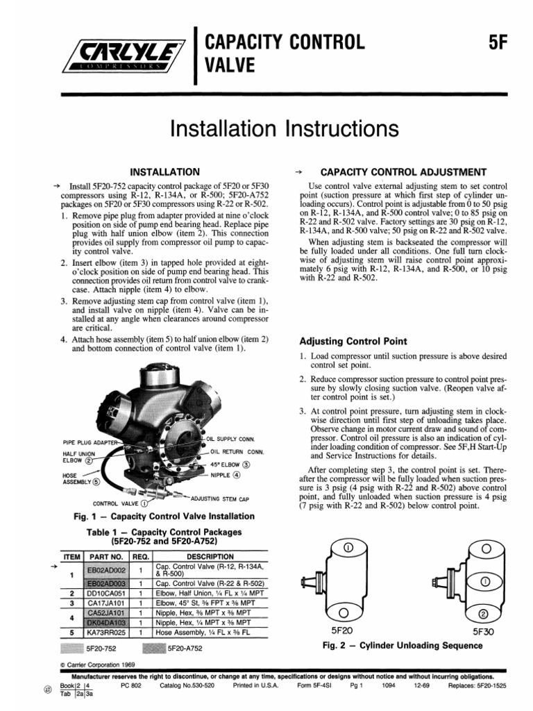 5F 5H Accessory Capacity Control Valve | PDF