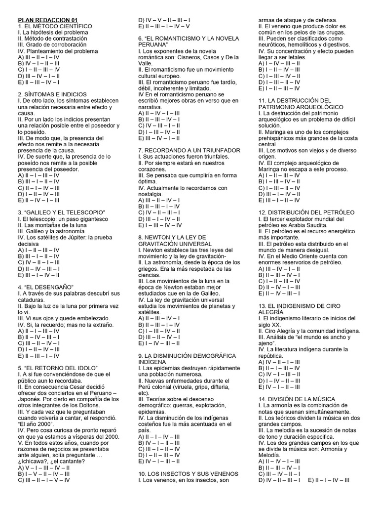 EJERCICIOS PLAN DE REDACCION | PDF | Imperio Inca | Noam Chomsky