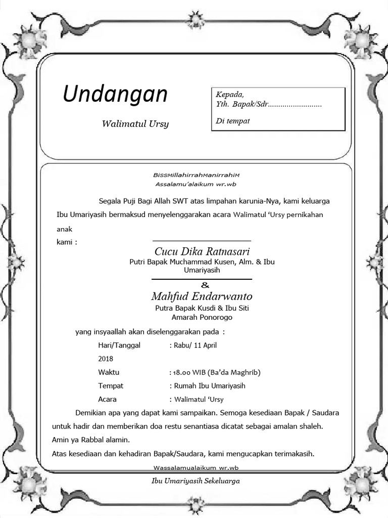 Pdf Undangan Walimatul Ursy Pdf