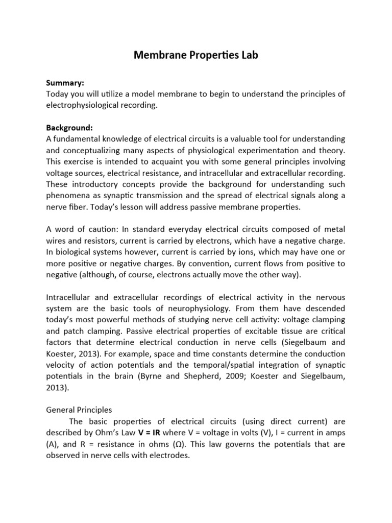 Lab Report Physics | PDF | Voltage | Electrophysiology