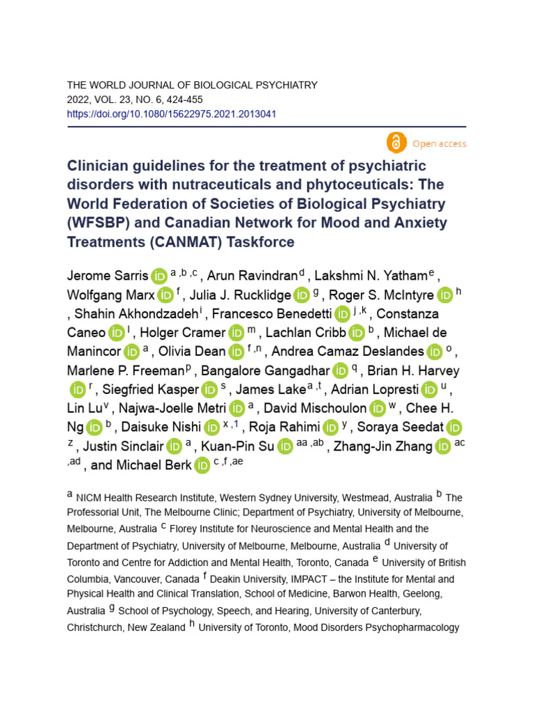 Clinician Guidelines For The Treatment of Psychiatric Disorders With ...