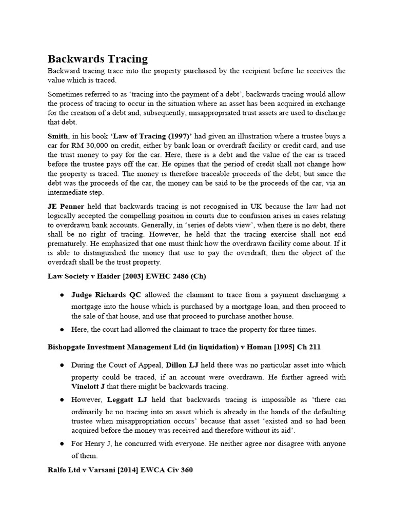 5 Tracing (Part 2) | PDF | Subrogation | Overdraft