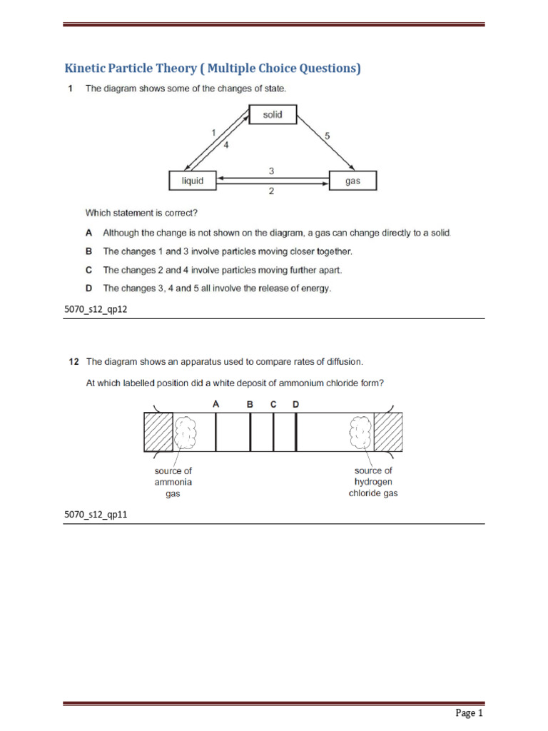 Kinetic Particle Theory Igcse | PDF