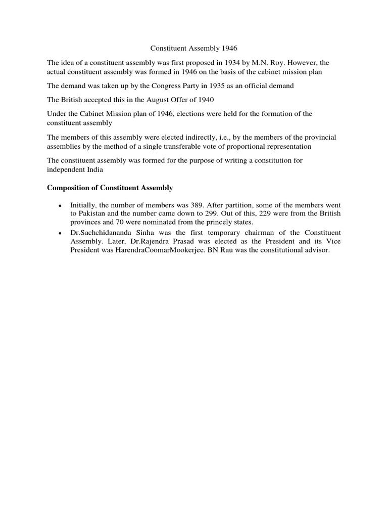 Formation of India's Constituent Assembly | PDF | Politics