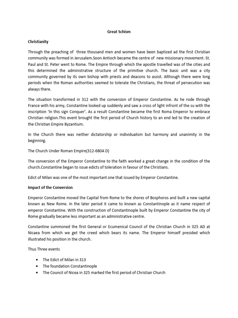 Great Schism | PDF | Byzantine Empire | Pope