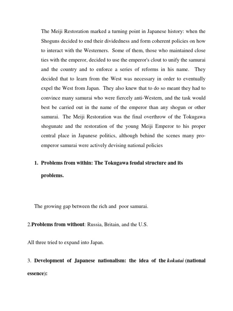 The Meiji Restoration Marked A Turning Point in Japanese History | PDF ...