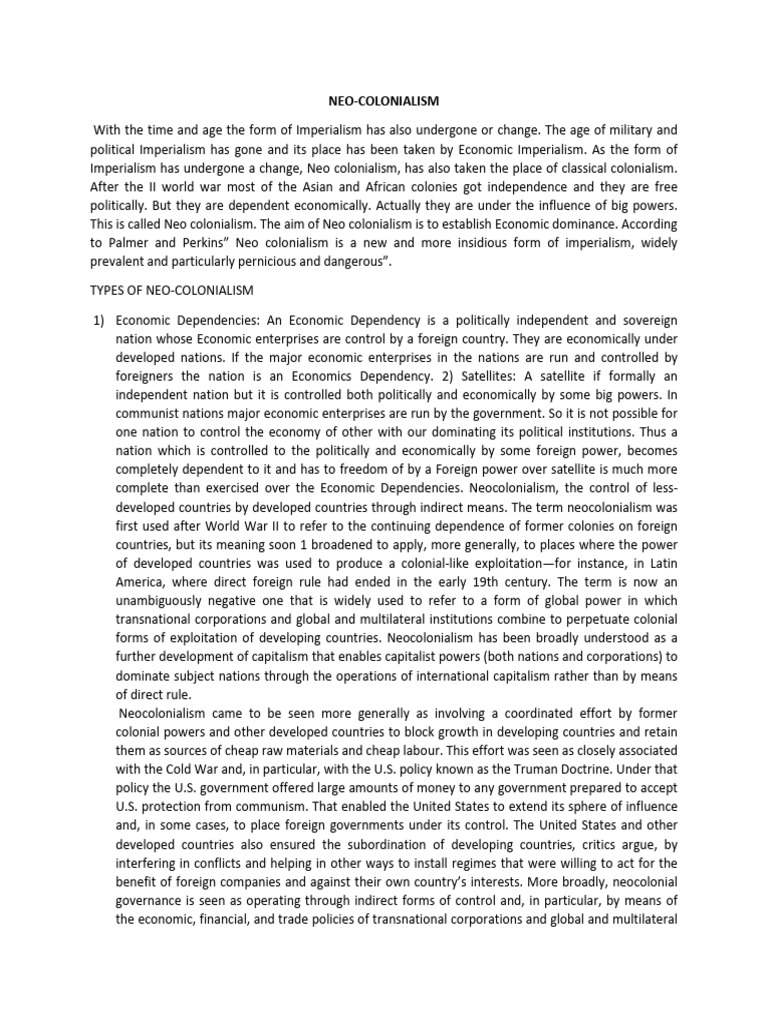Understanding Neocolonialism Today | PDF | Finance & Money Management ...