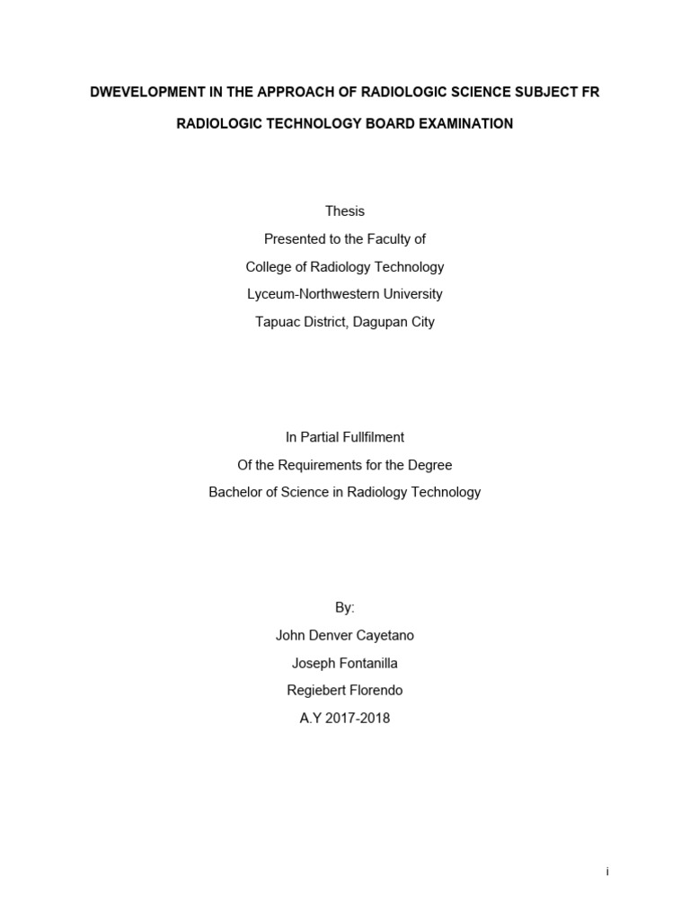 Dwevelopment in The Approach of Radiologic Science Subject FR ...