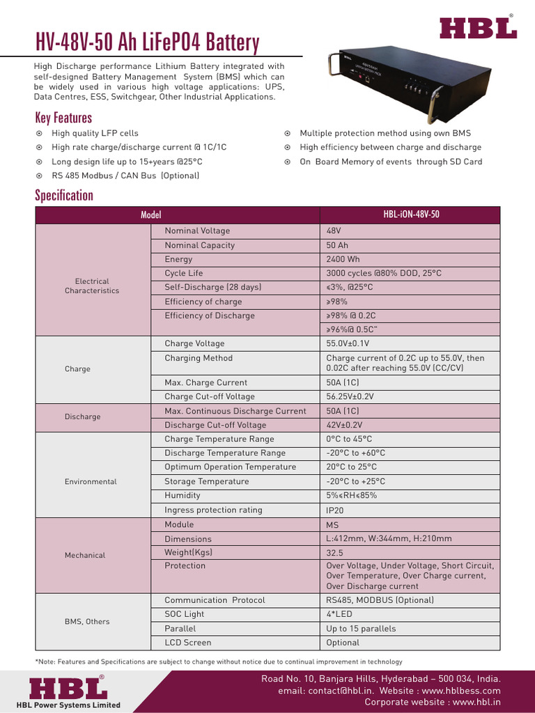 HV 48V 50AH LiFeP04 | PDF | Electrical Engineering | Physical Sciences