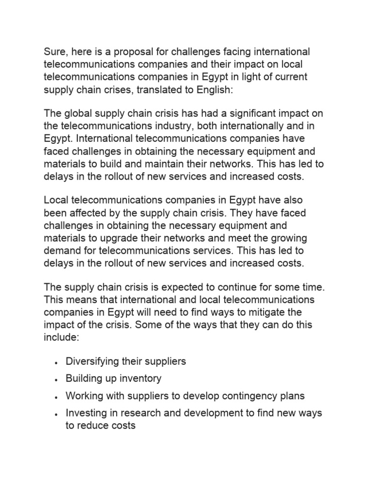 Challenges Facing International Telecommunications Companies and Their ...