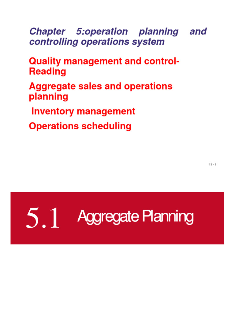 Chapter 5 Operation Planning and Controllig | PDF | Operations ...