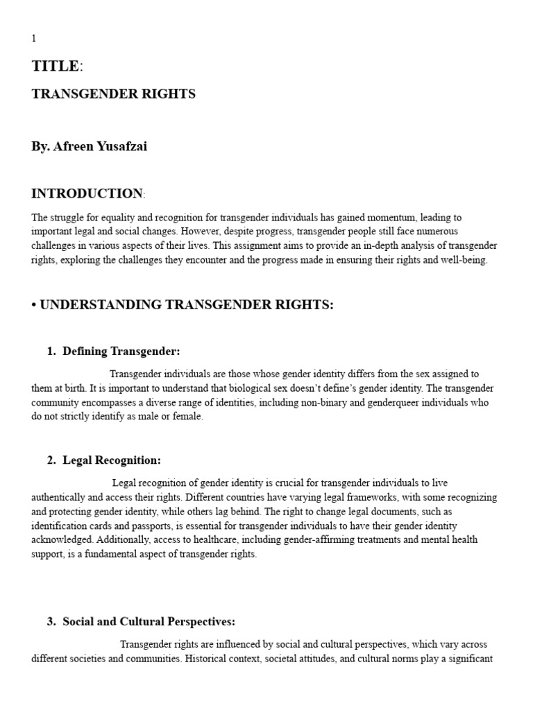 Assignment | PDF | LGBTQIA+ Studies | Transgender