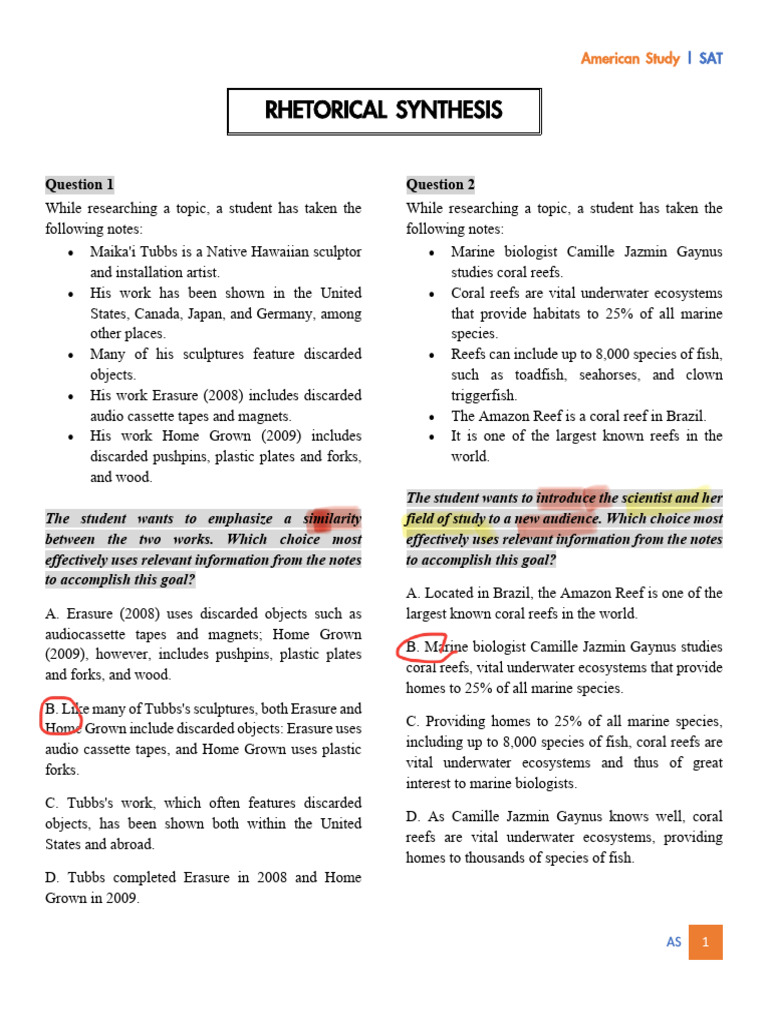 [w] Rhetorical Synthesis | PDF