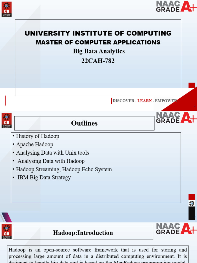 University Institute of Computing: Big Bata Analytics 22CAH-782 | PDF | Computers | Technology ...