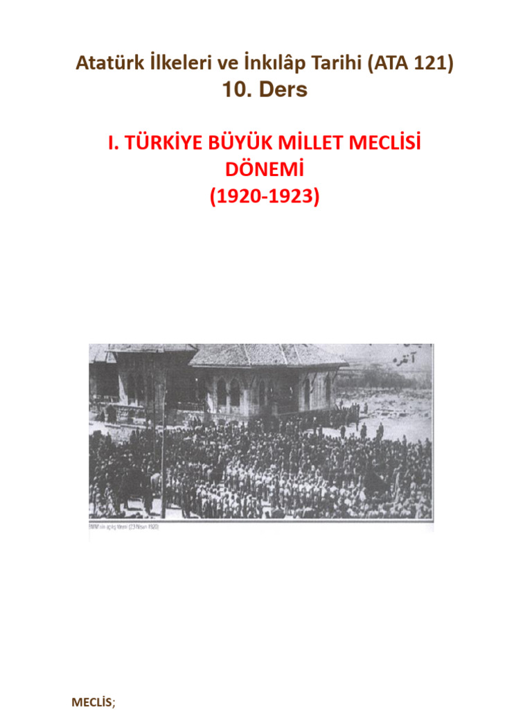 Ata121 10 Ders I TBMM Donemi10 | PDF