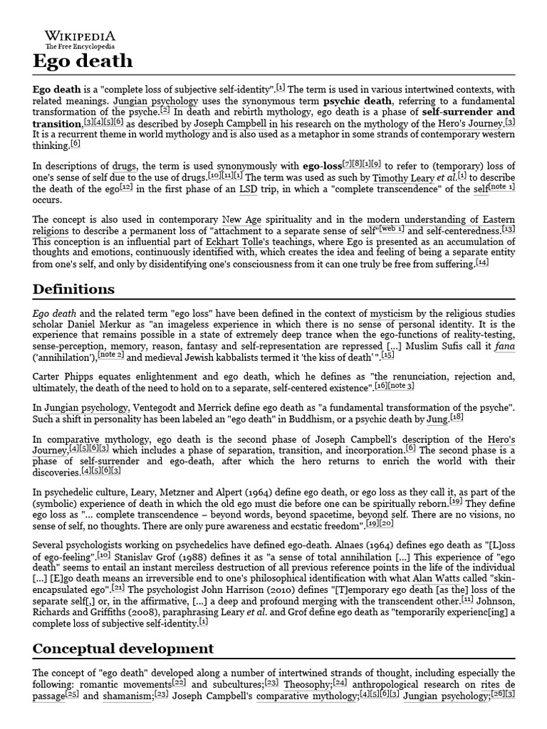 Ego Death - Wikipedia | PDF | Psychology | Spirituality