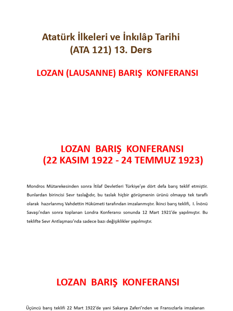Ata121 13 Ders Lozan Antlasmasi | PDF