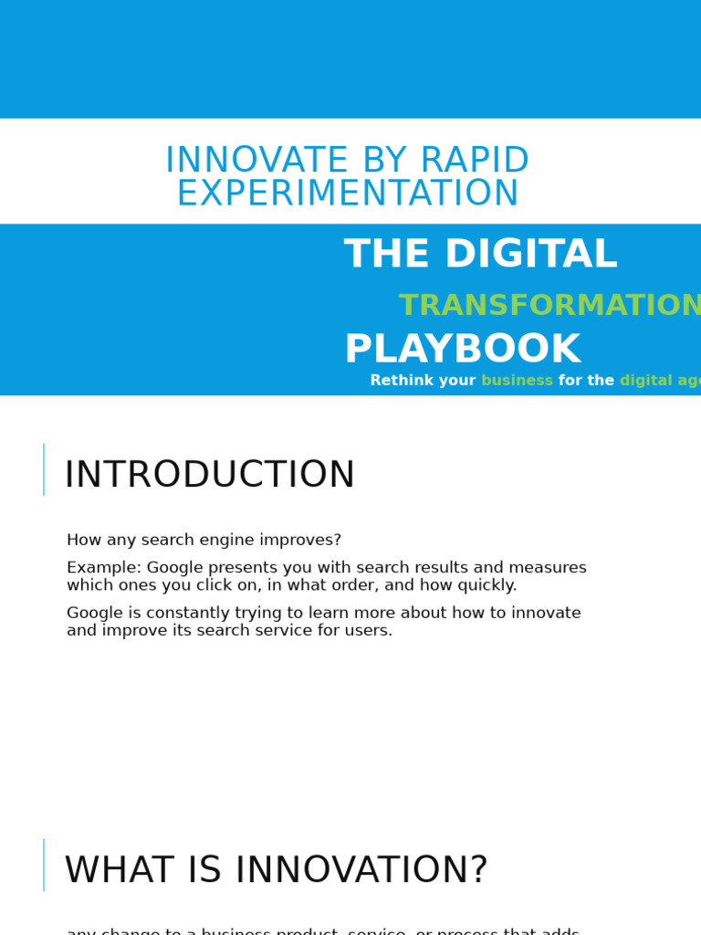 Innovate by Rapid Experimentation 1 | PDF | Experiment | Innovation