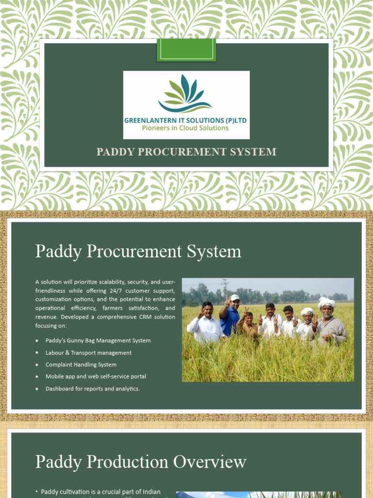 Paddy Procurement System Overview | PDF | Procurement | Customer ...