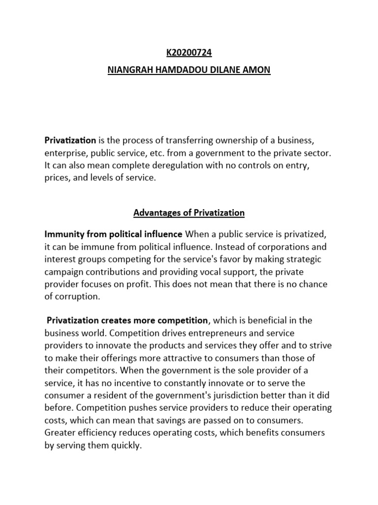 Privatization | PDF | Privatization | Profit (Economics)