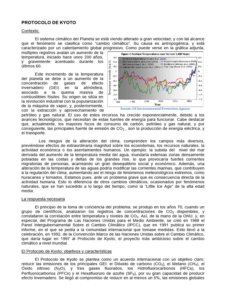 Protocolo de Kyoto y Cambio Climático | PDF | Gases de efecto invernadero | Protocolo de Kyoto