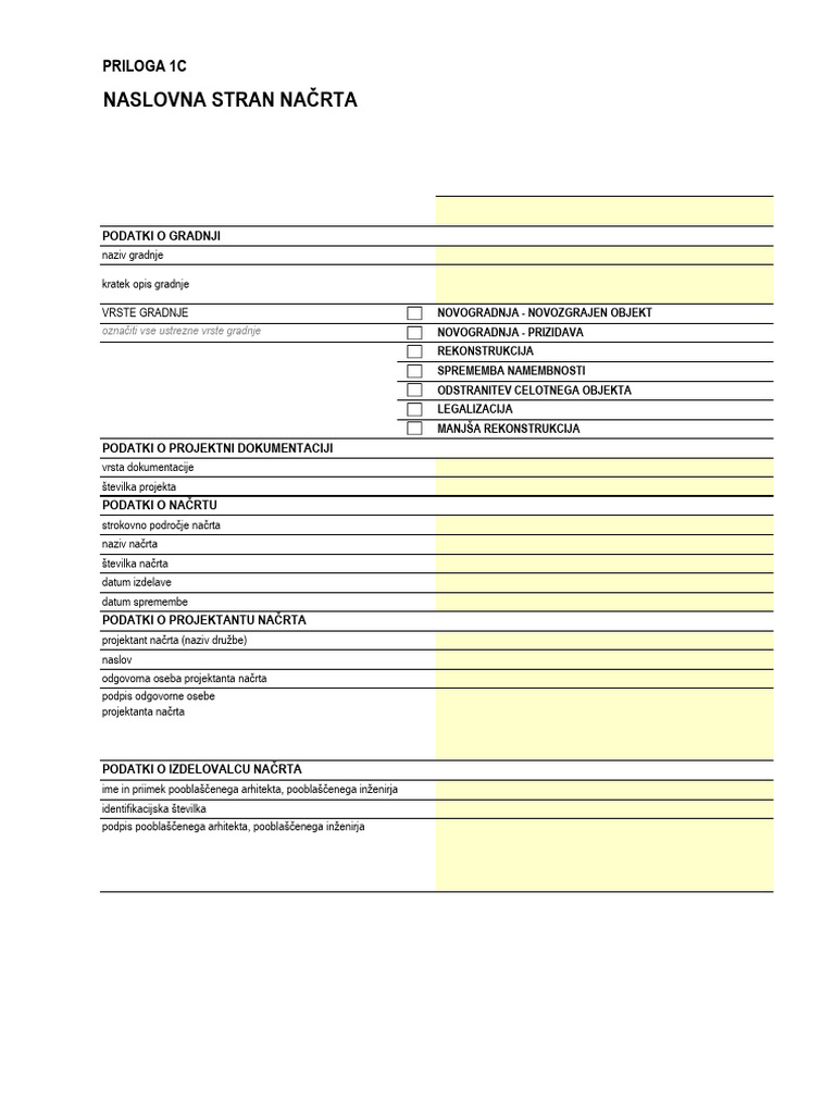 Priloga 1C - Naslovna Stran Načrta | PDF