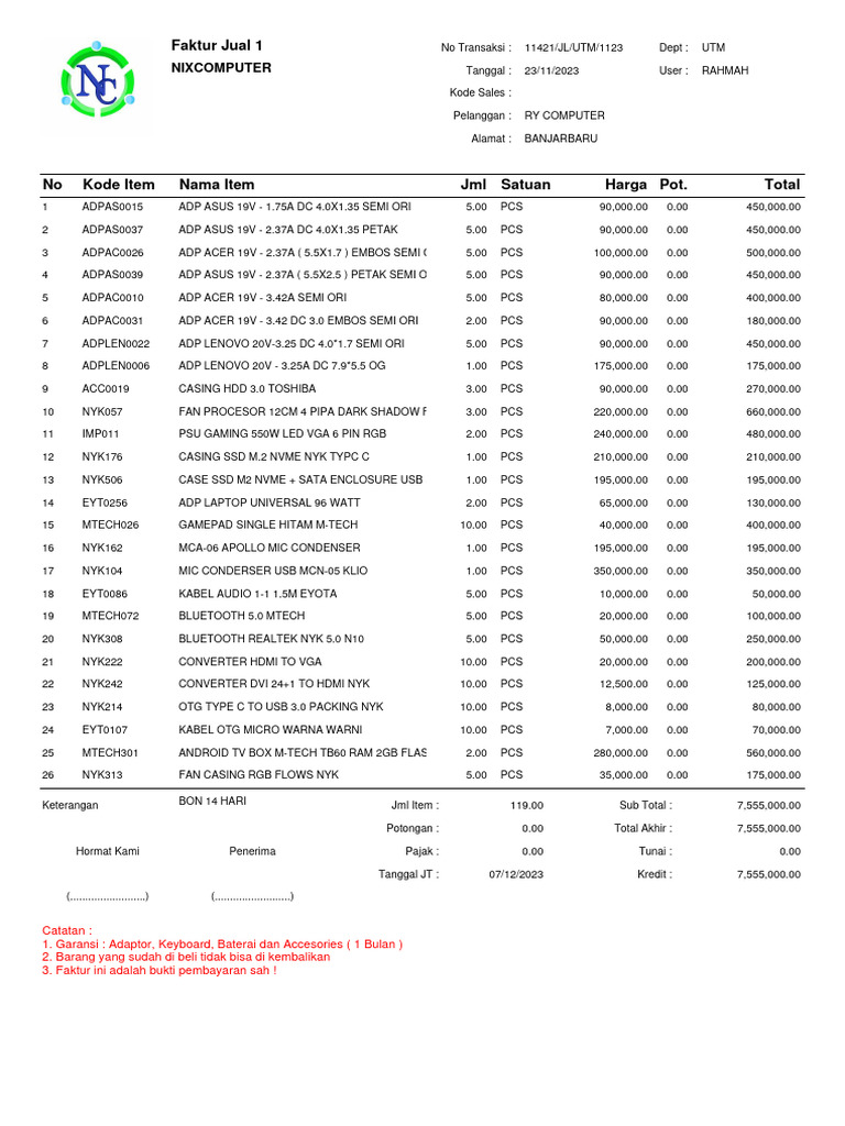 Invoice 23 | PDF | Computer Architecture | Computer Hardware