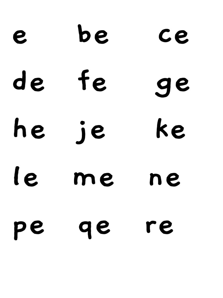 E Be Ce de Fe Ge He Je Ke Le Me Ne Pe Qe Re Se Te Ve We Xe Ye Ze | PDF