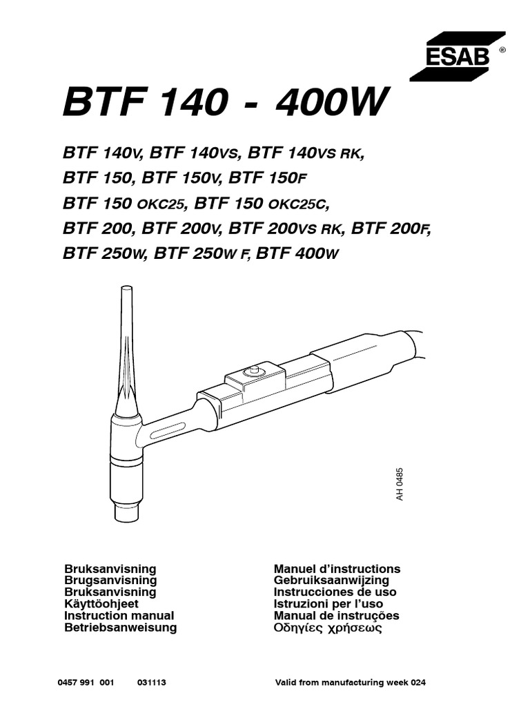 BTF 140-400W Torch Manual | PDF | Electrical Connector | Mechanical ...
