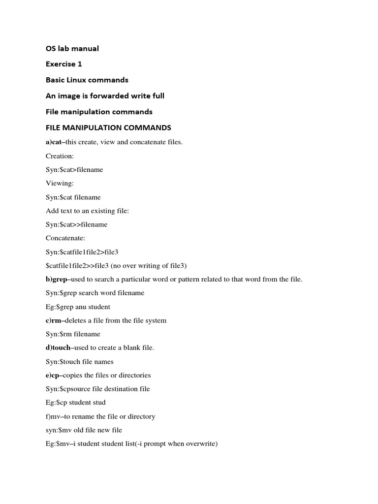 OS Lab Manual | PDF | Computer File | Filename