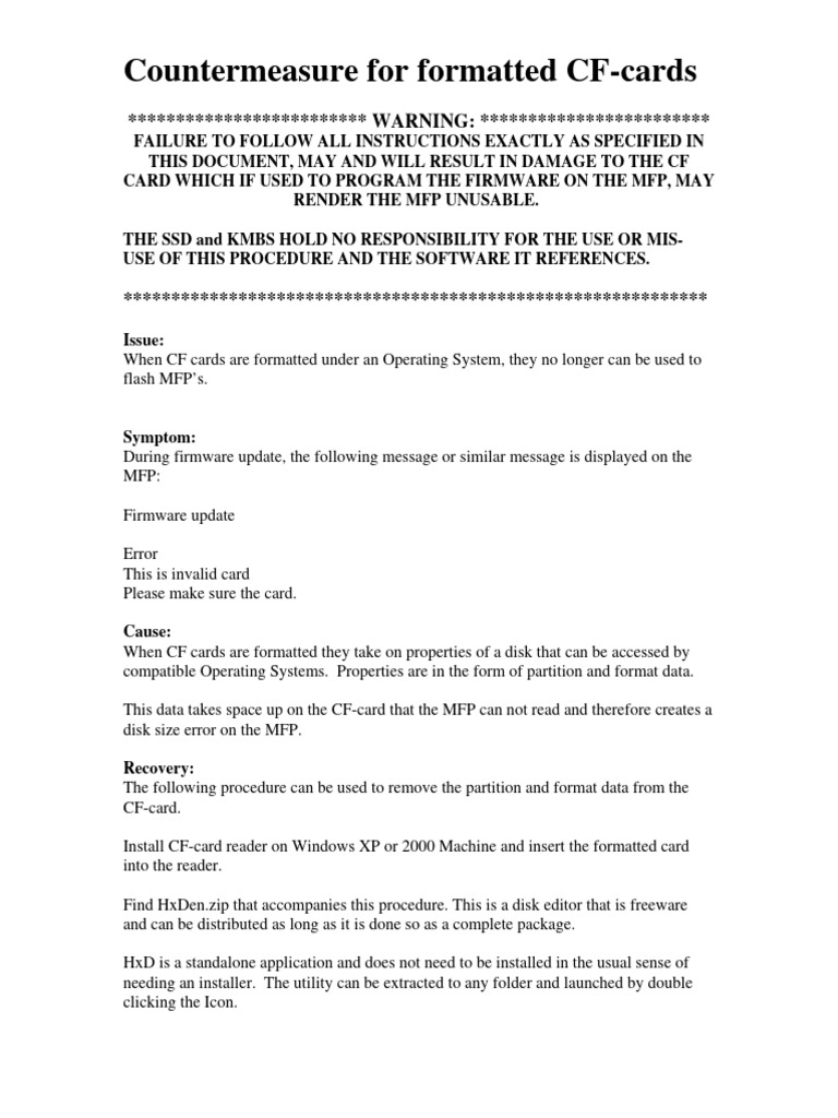 Countermeasure For Formatted CF Card | PDF | Hard Disk Drive | Icon ...