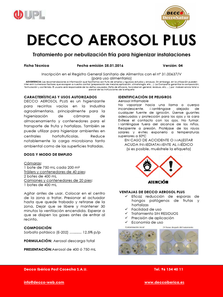 DECCO AEROSOL PLUS FT Rev04 25012016 | PDF | Aerosol