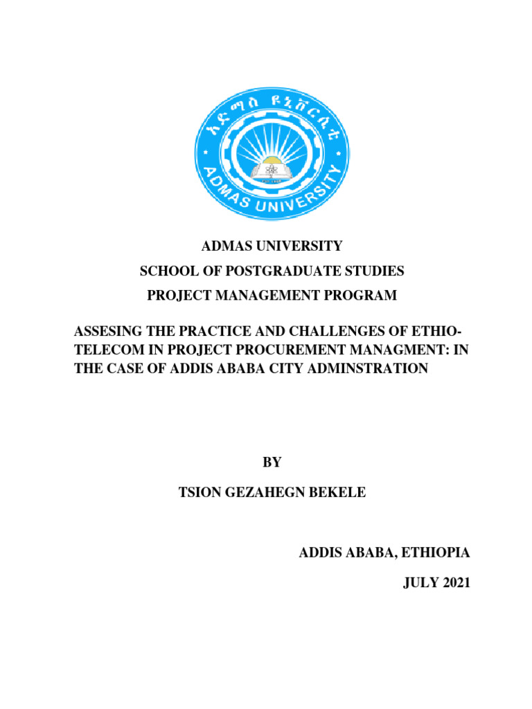 Tsion Gezahegn Final Paper | PDF | Procurement | Project Management