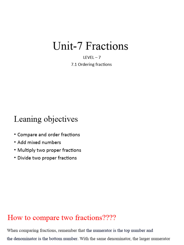 Ordering and Operations with Fractions | PDF
