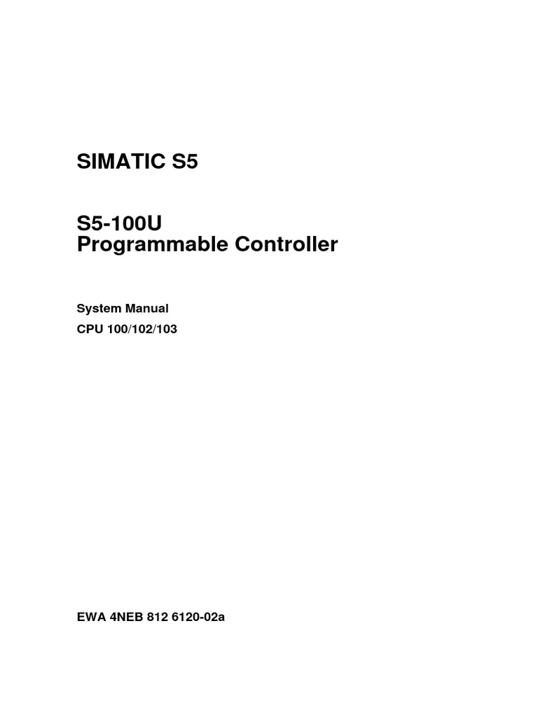 Simatic S5: System Manual CPU 100/102/103 | PDF | Programming | Computer Program