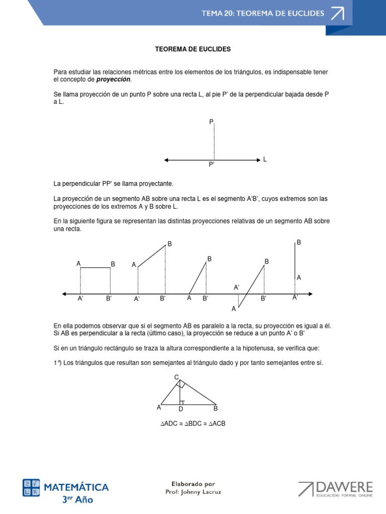 Teorema de Euclides | Descargar gratis PDF | Triángulo | Geometría del plano euclidiano