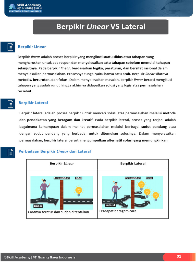 Perbandingan Berpikir Linear dan Lateral | PDF | Pengembangan Diri