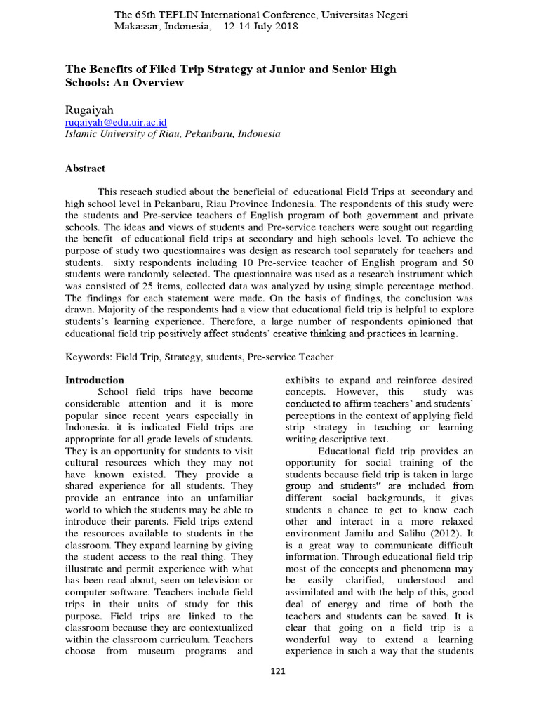 Field Trips in Learning | PDF | Questionnaire | Experience