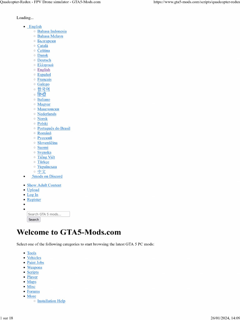 GTA5 FPV Drone Simulator Mod | PDF | Unmanned Aerial Vehicle | Simulation