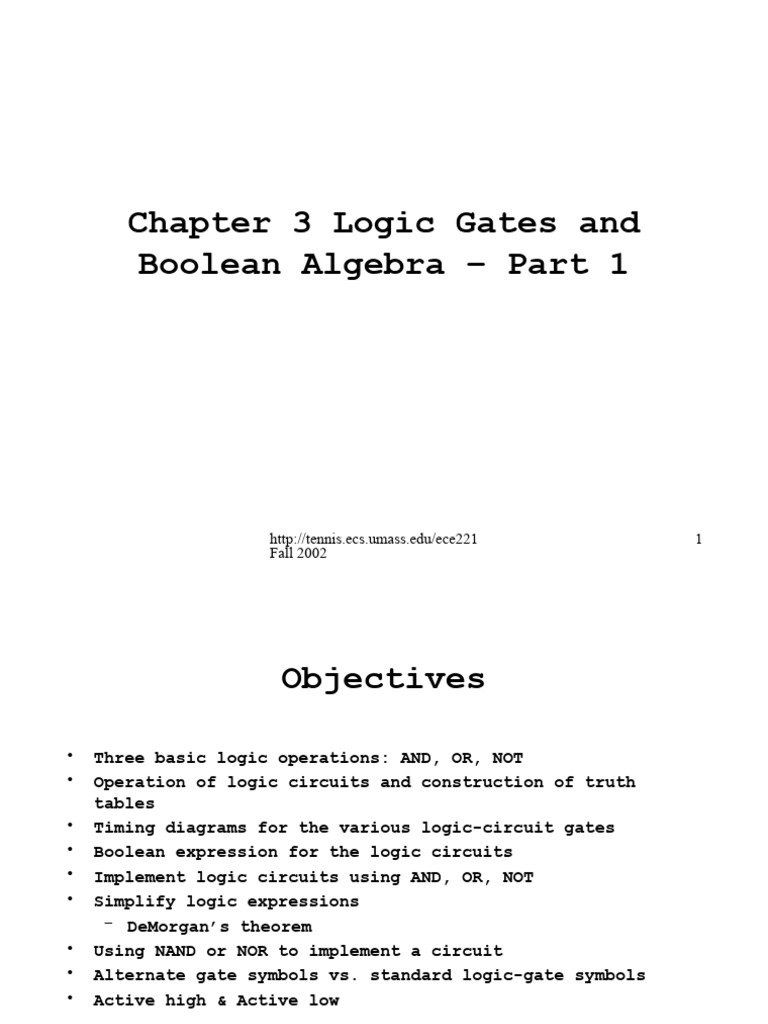 Ece221 Notes Chapter 3 Part 1 | PDF | Logic Gate | Boolean Algebra