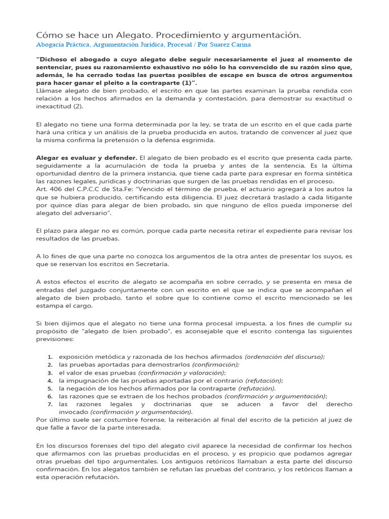 Cómo se hace un Alegato | PDF | Demanda judicial | Sentencia (ley)