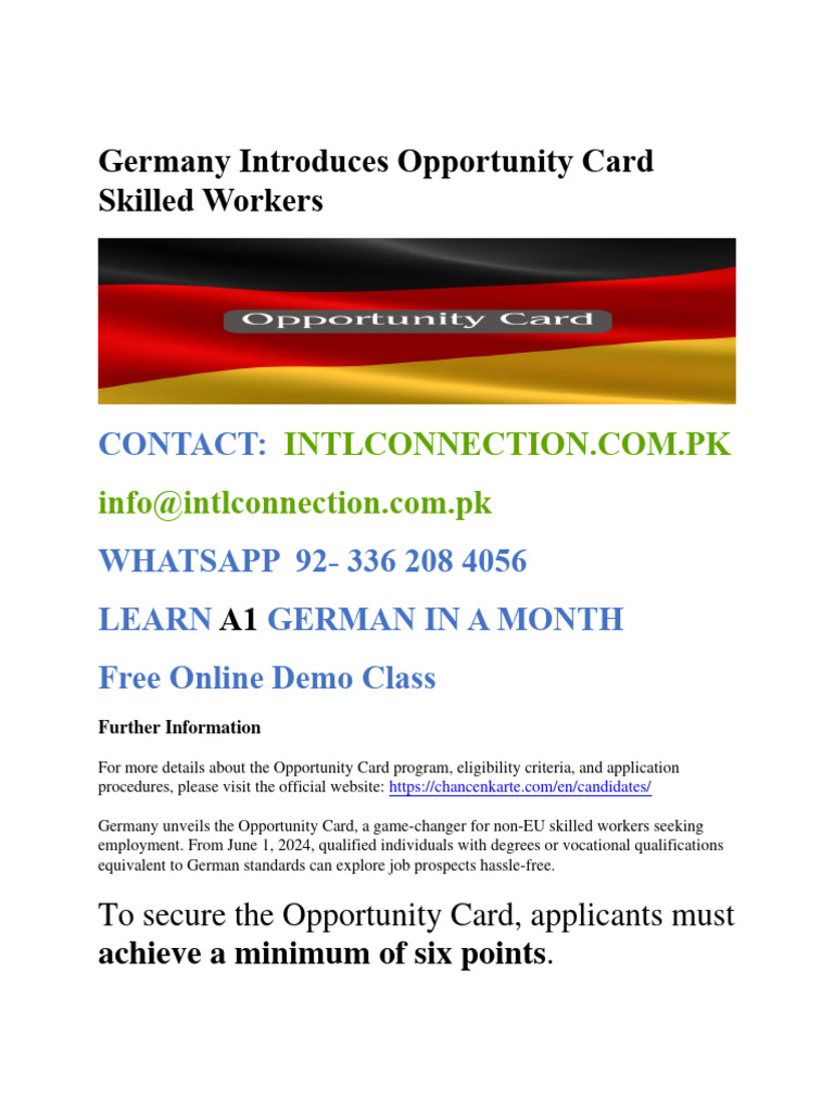 Germany's Opportunity Card Overview | PDF | Vocational Education ...