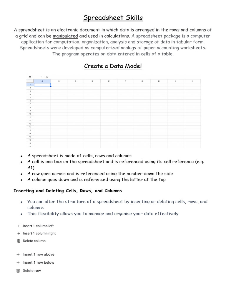 Spreadsheet Skills 1 | PDF | Spreadsheet | Mathematics
