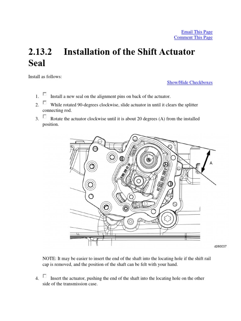 Installation of The Shift Actuator Seal | PDF